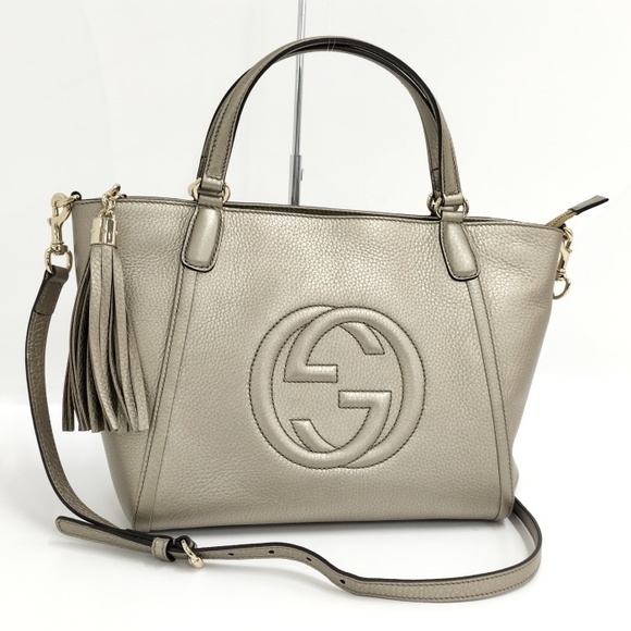 Gucci | Bags | Gucci Soho 2way Handbag Interlocking G Leather Gold Crossbody Shoulder | Poshmark